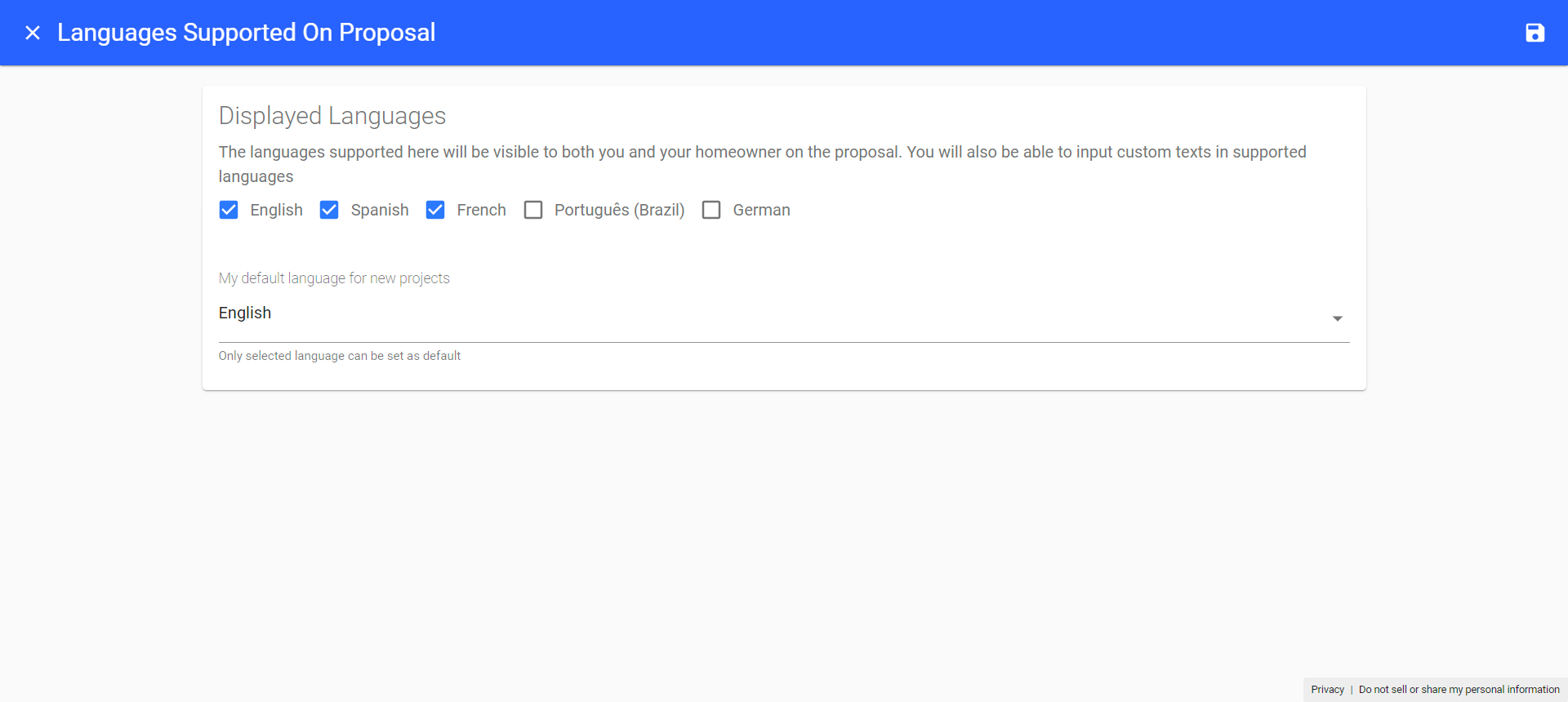 Language Settings
