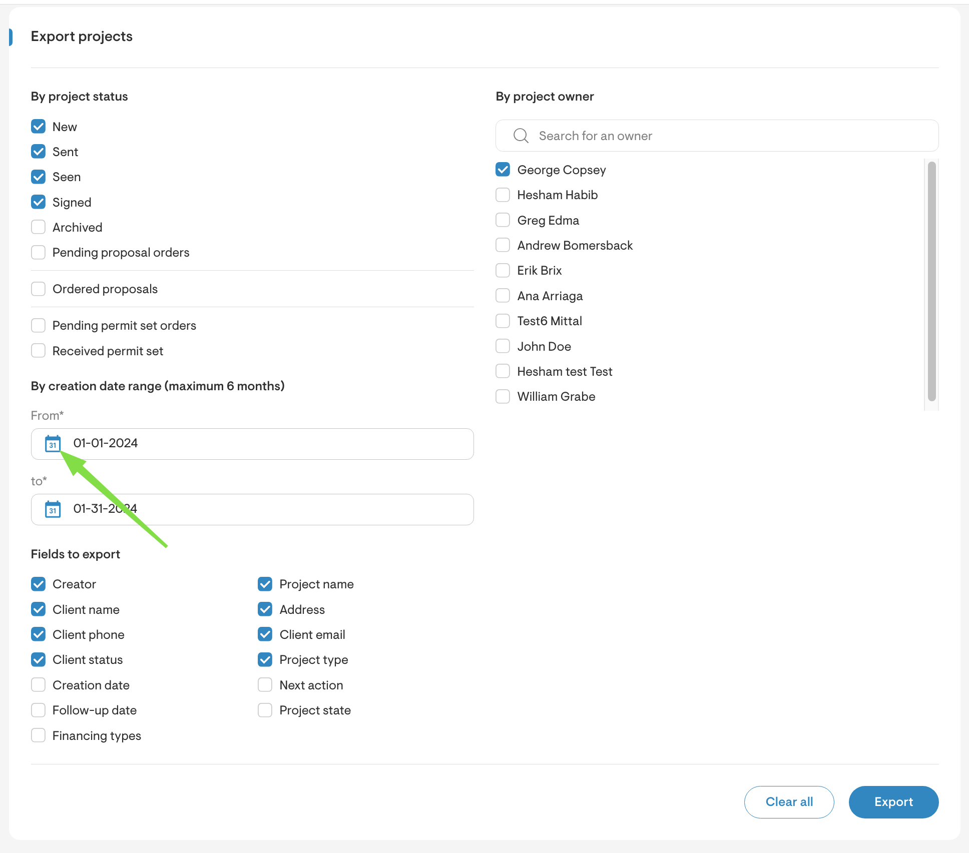 How to Export Your Projects List