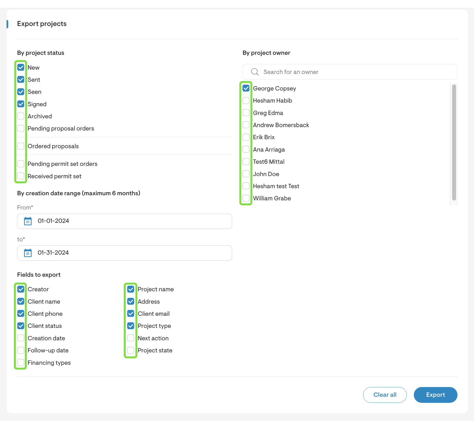 How to Export Your Projects List