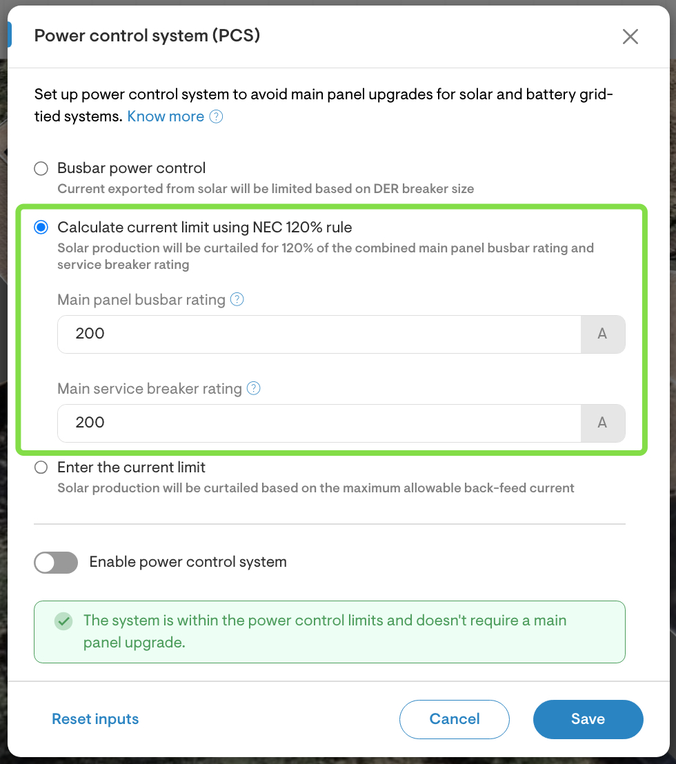Power Control System Setup (PCS)