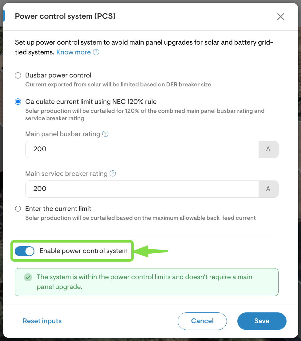 Power Control System Setup (PCS)