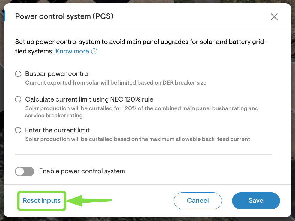 Power Control System Setup (PCS)